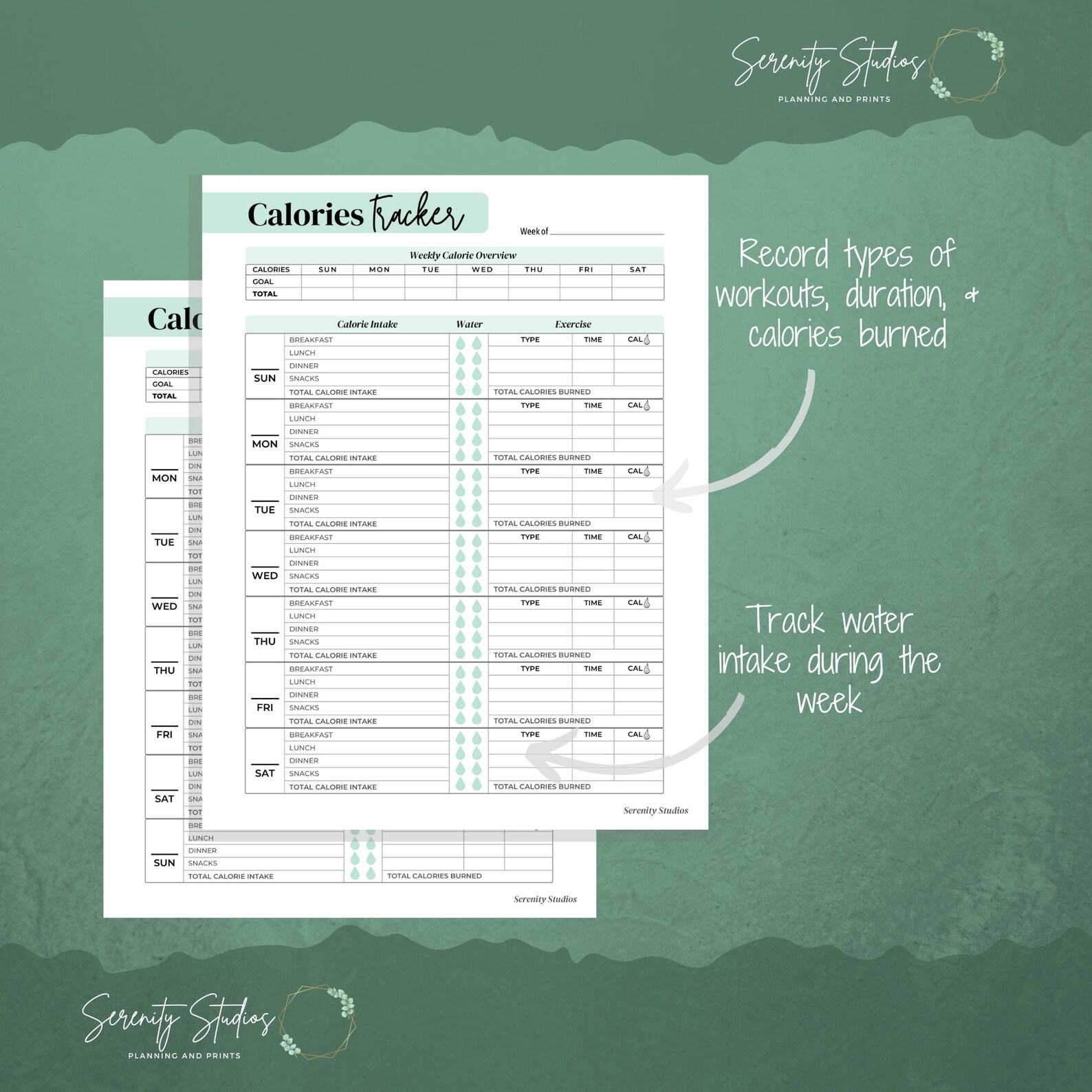 Calorie Tracker Printable, Fitness Journal, Calorie Counter, Exercise ...