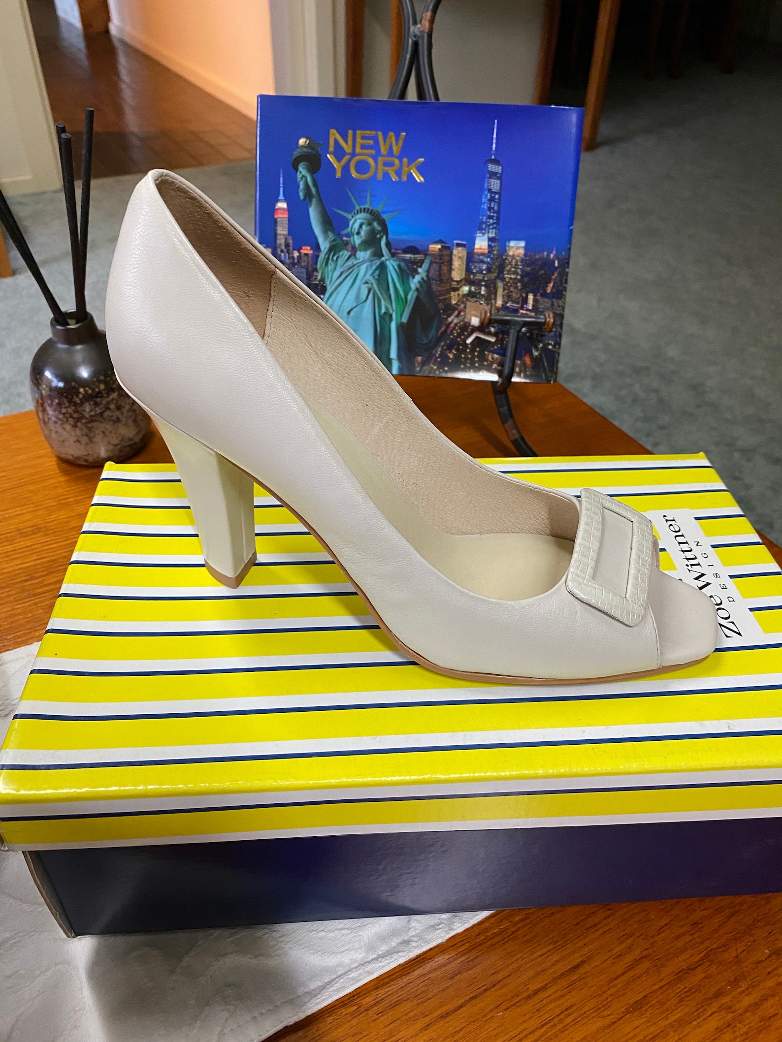 ZOE WITTNER "springer" Peep Toe Pumps Linen Colour Size 8.5 New in Box ...