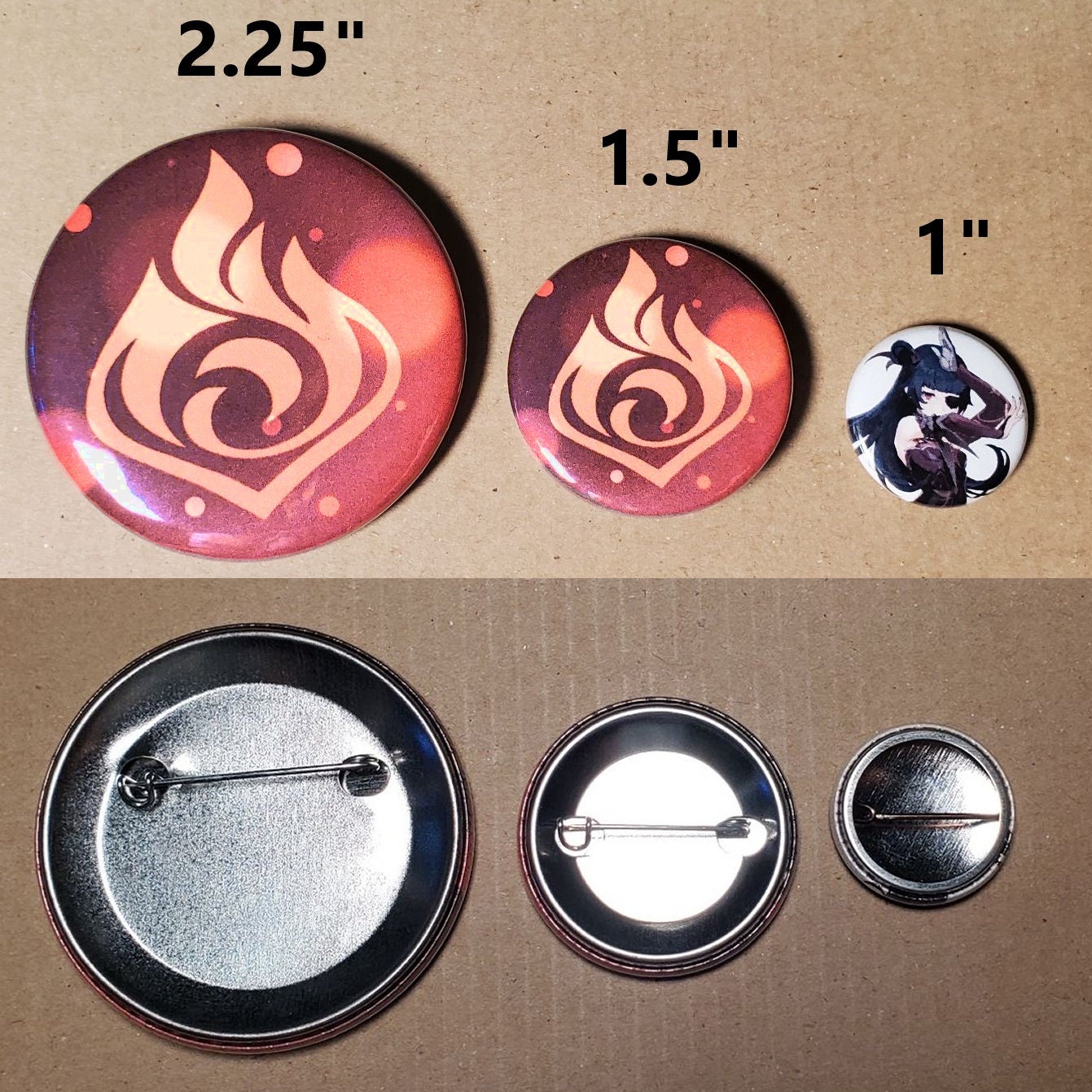 Genshin Impact Element Pin Back Buttons 1 1.5 or | Etsy