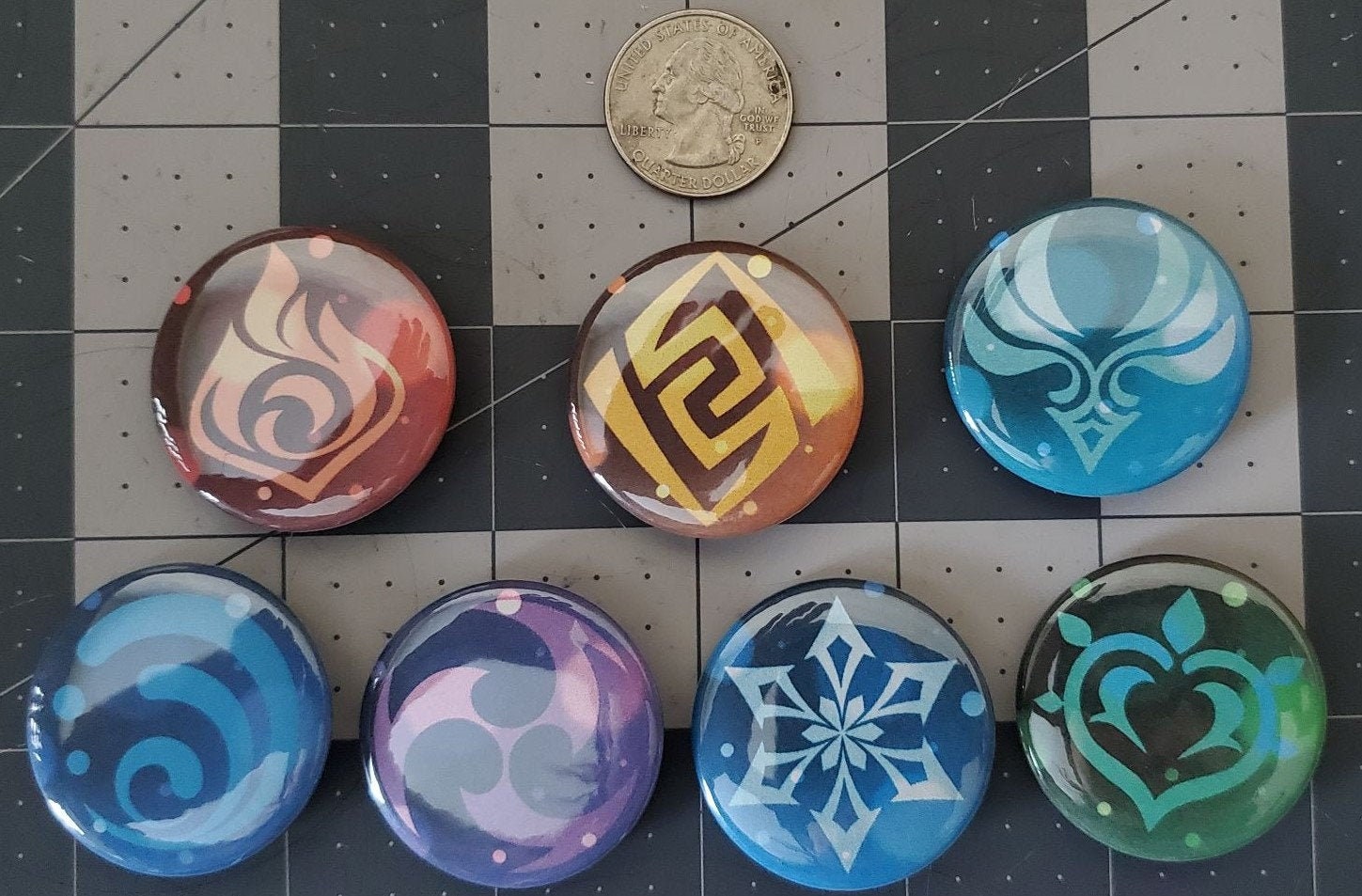 Genshin Impact Element Pin Back Buttons 1 1.5 or | Etsy