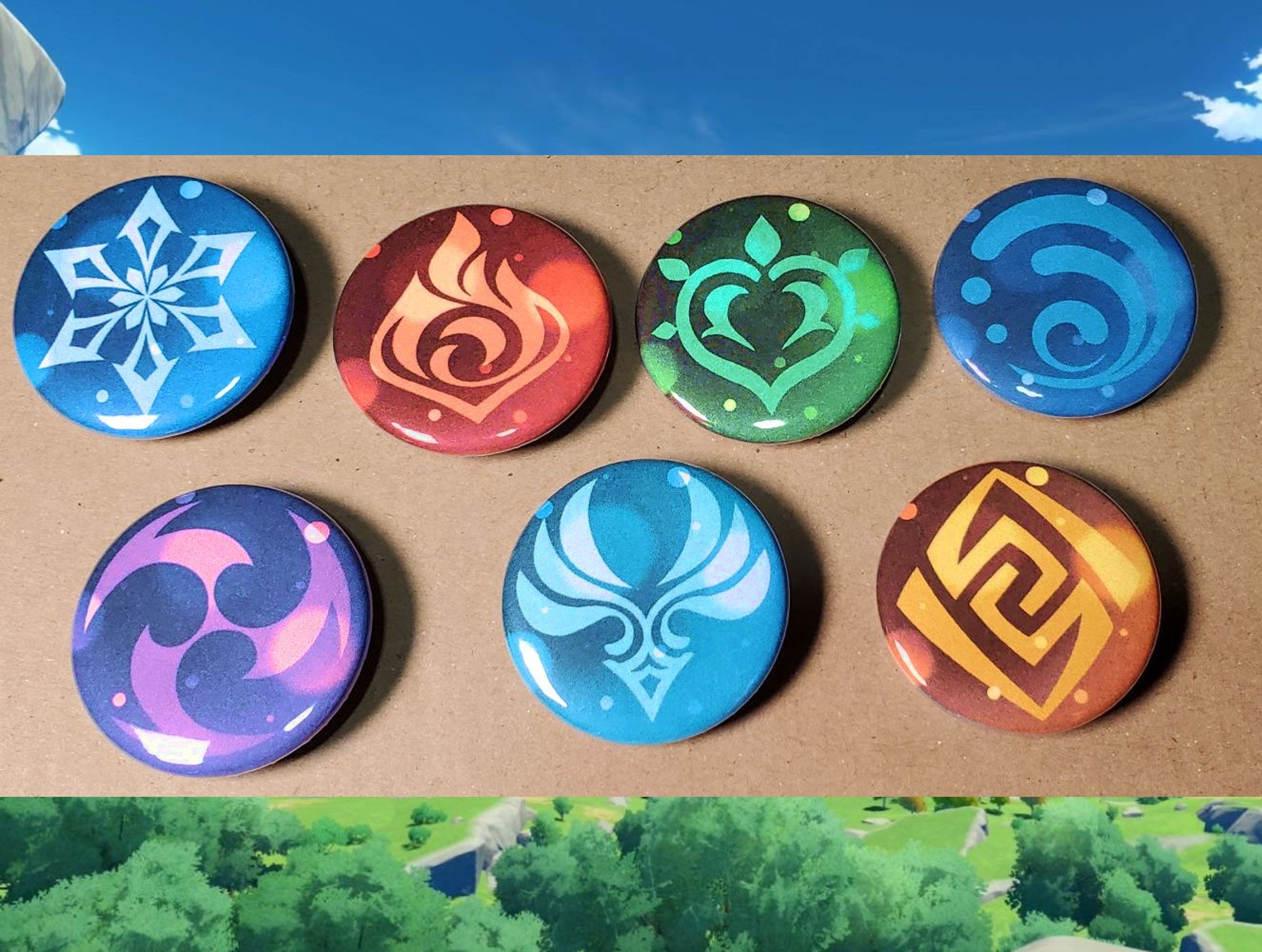Genshin Impact Element Pin Back Buttons 1", 1.5", or 2.25" - Etsy