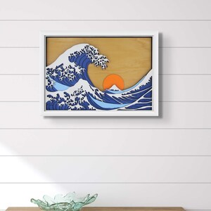 Great Wave 3D Wall Art – Laser Cut Ocean Wave Decor | Layered Plywood ...