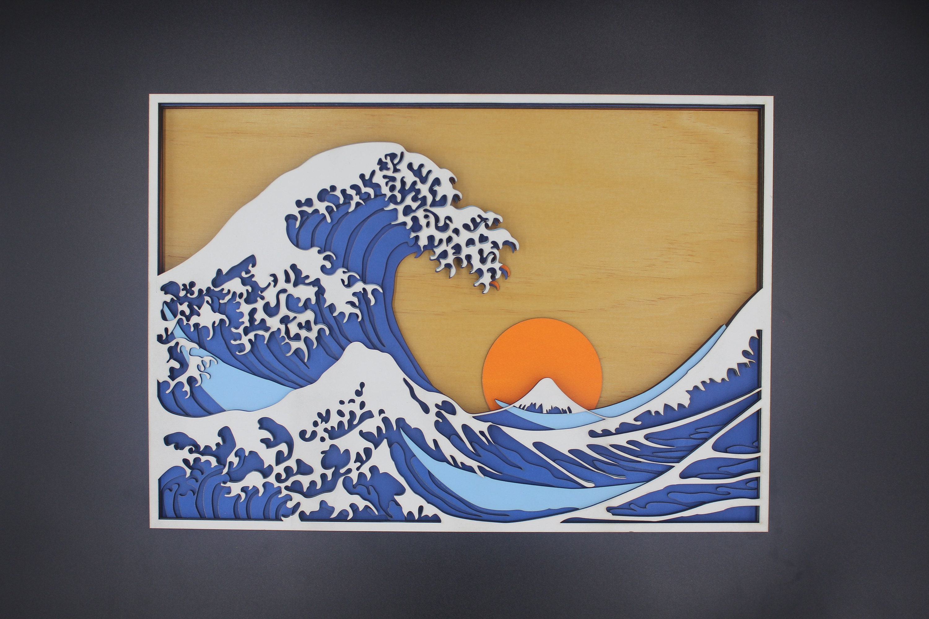 Great Wave 3D Wall Art – Laser Cut Ocean Wave Decor | Layered Plywood ...