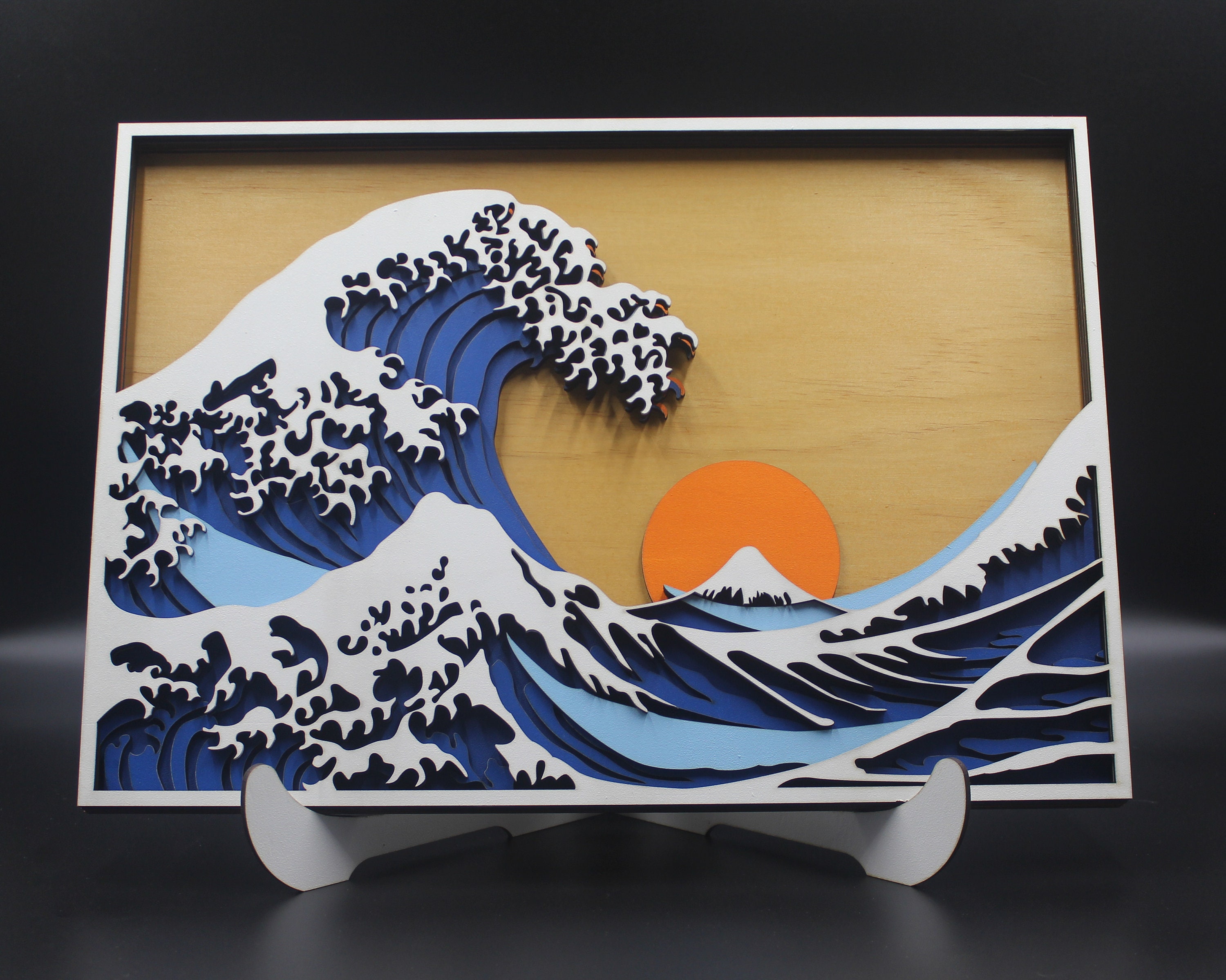 Great Wave 3D Wall Art – Laser Cut Ocean Wave Decor | Layered Plywood ...