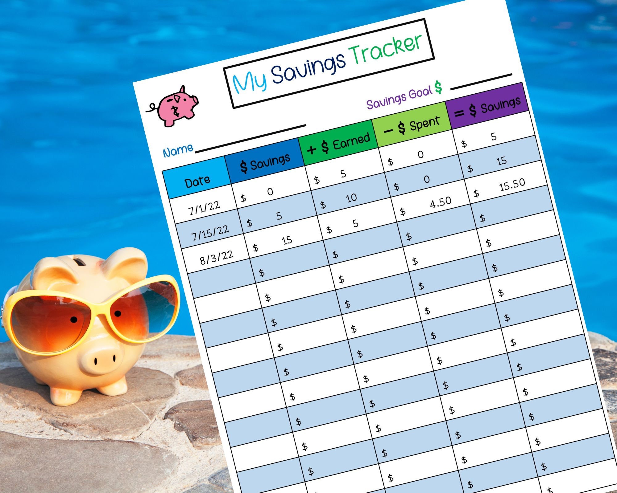 Printable Allowance and Savings Tracker for Kids, Spending and Savings ...