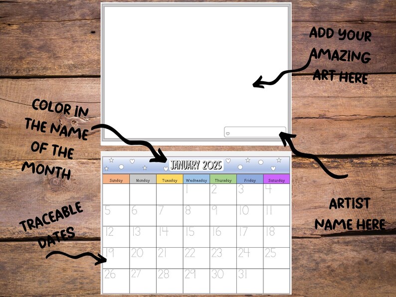 Printable Create Your Own 2025 Calendar, Traceable, Draw Your Own, Kids ...