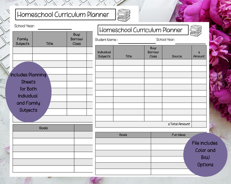 Printable Daily Homeschool Curriculum Planning Worksheets, Homeschool ...