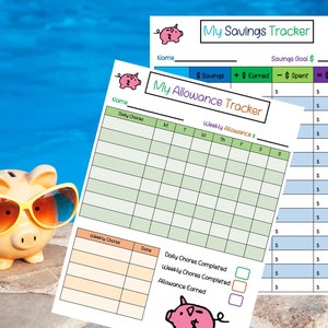 Printable Allowance and Savings Tracker for Kids, Spending and Savings ...
