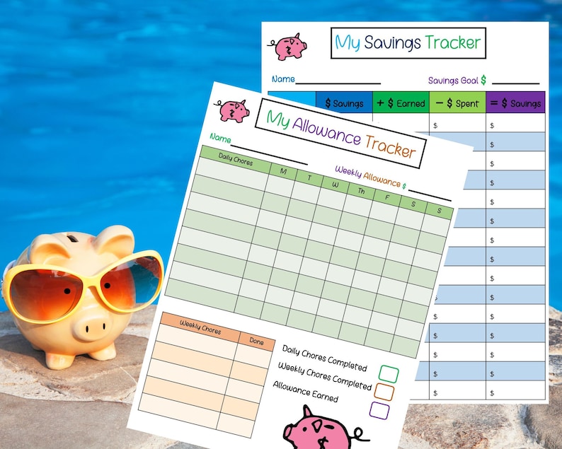 Printable Allowance and Savings Tracker for Kids, Spending and Savings ...