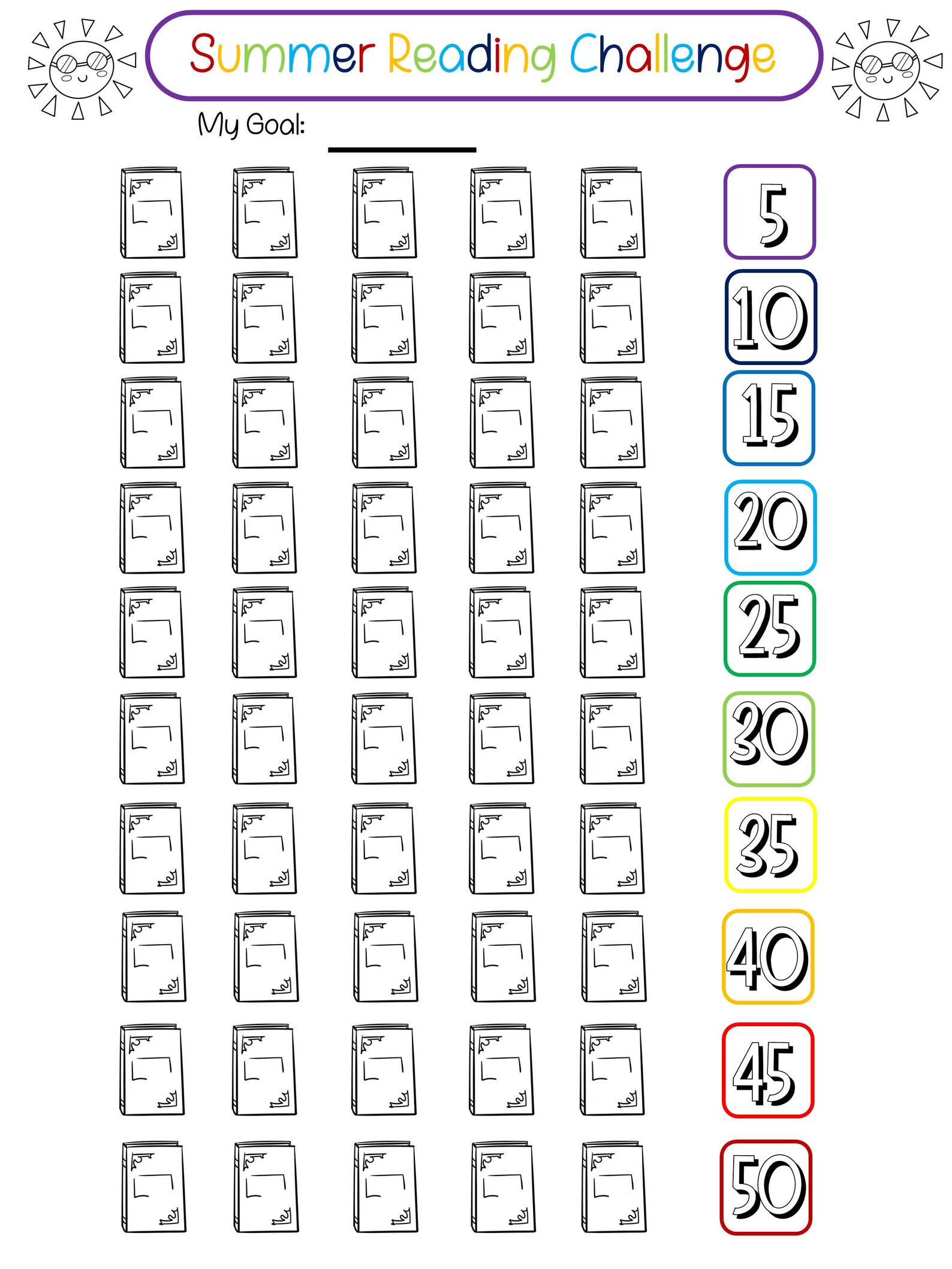 Printable Summer Reading Challenge Summer Reading Tracker - Etsy