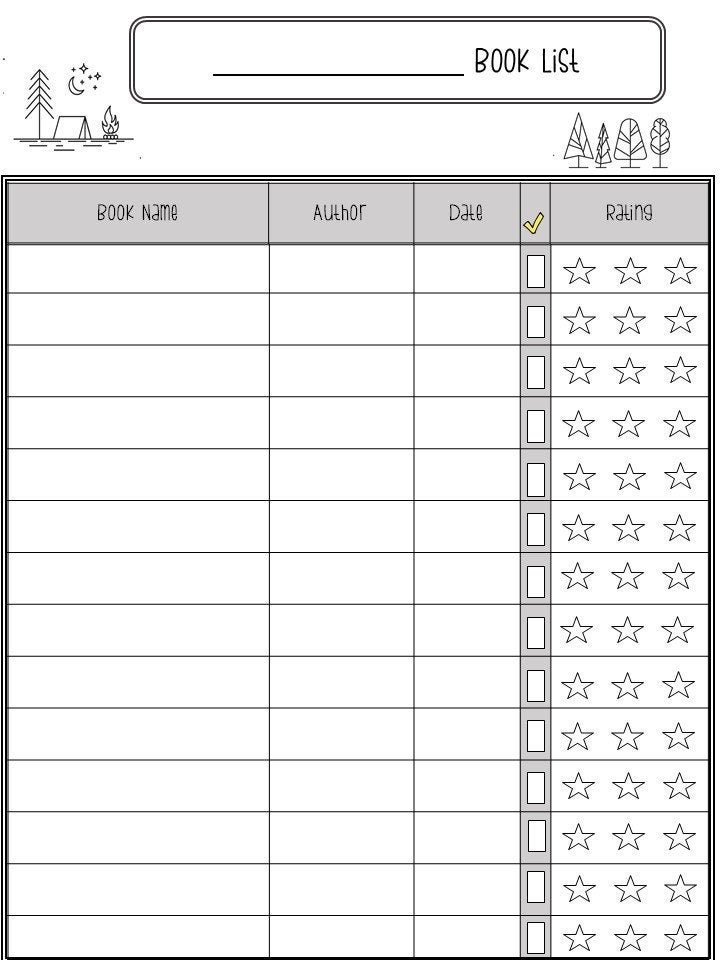 Printable Camping Theme Reading List Summer Reading Tracker - Etsy