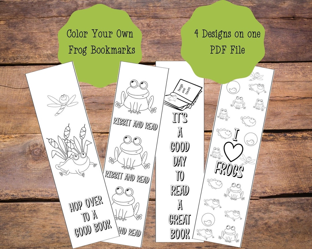 Printable Color Your Own Frog Bookmarks, Book Lovers and Reading ...
