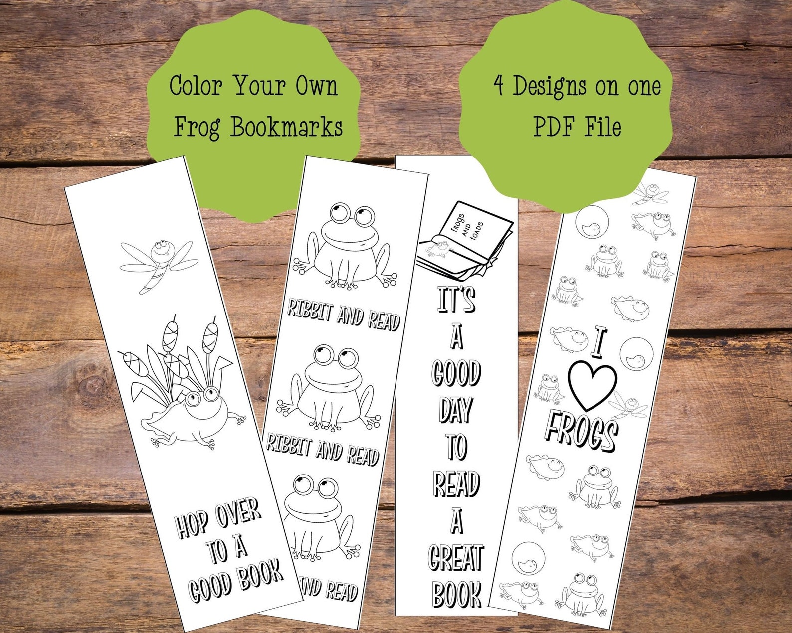 Printable Color Your Own Frog Bookmarks, Book Lovers and Reading ...