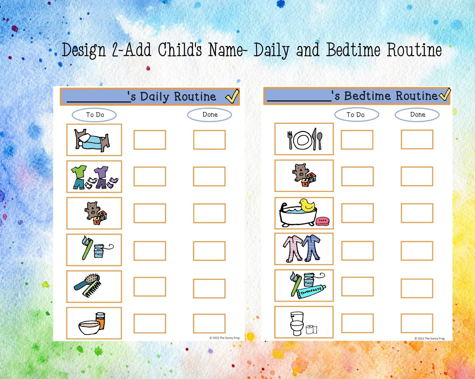 Printable Kids Daily-bedtime Routine Chart, Velcro Activity Kids Chart ...