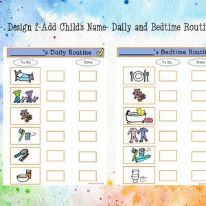 Printable Kids Daily-bedtime Routine Chart, Velcro Activity Kids Chart ...