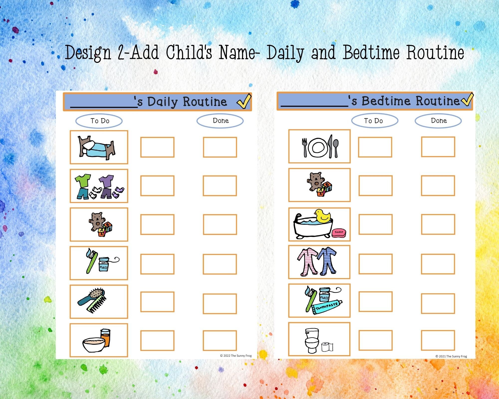 Printable Kids Daily-bedtime Routine Chart, Velcro Activity Kids Chart ...