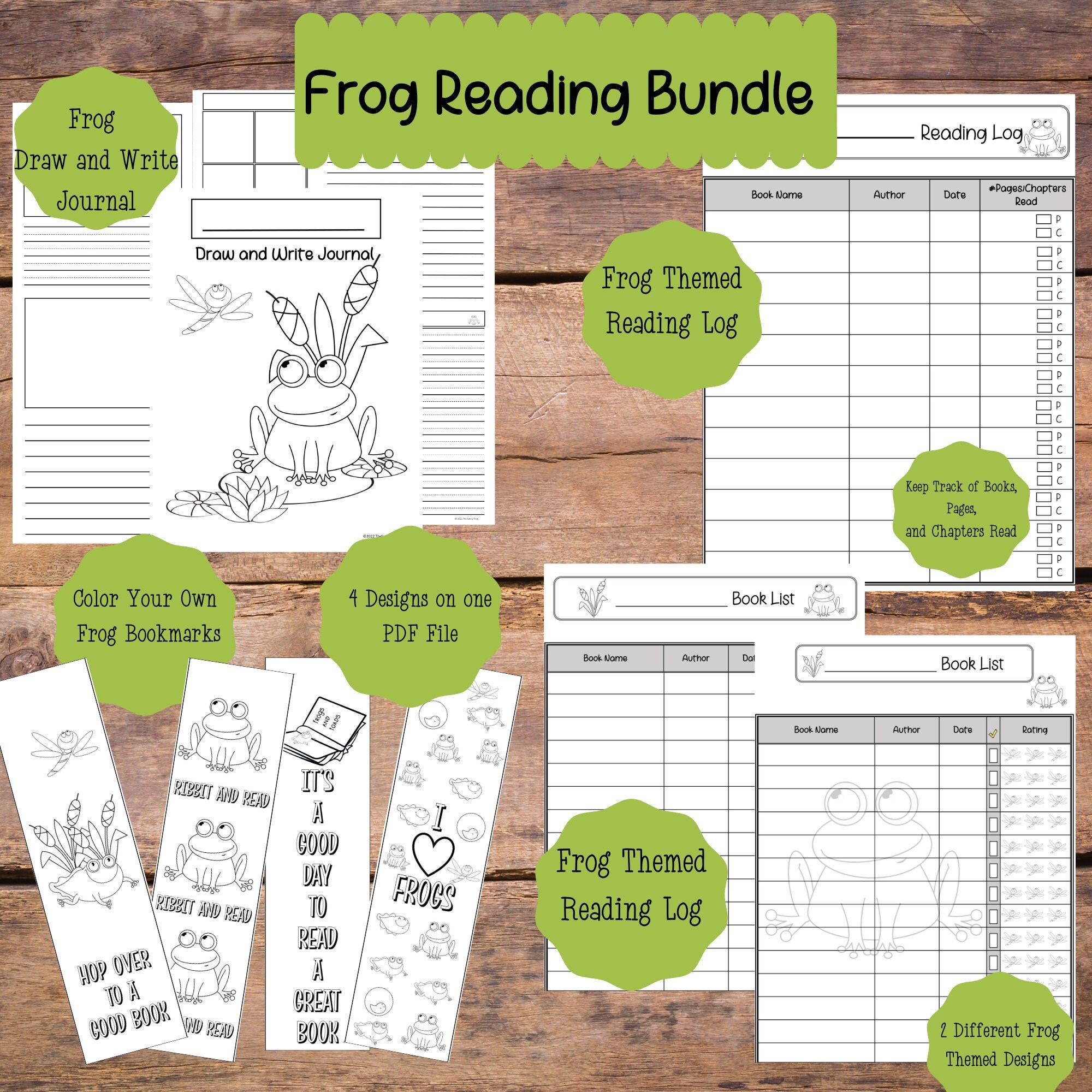 Printable Frog Reading and Writing Bundle, Homeschool Reading and ...