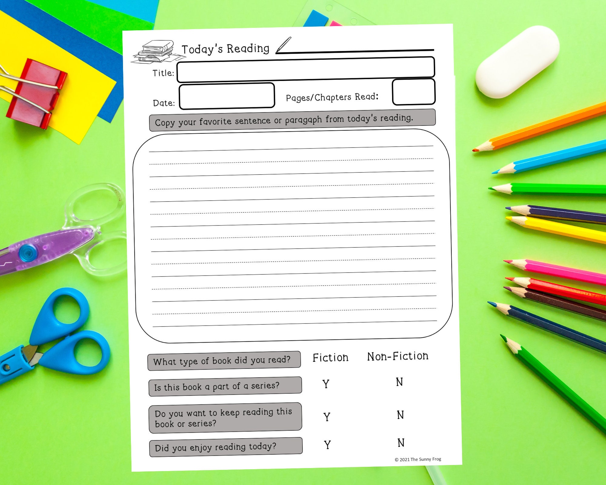 Printable Book Report and Daily Reading Worksheet, Kids Blank Reading ...