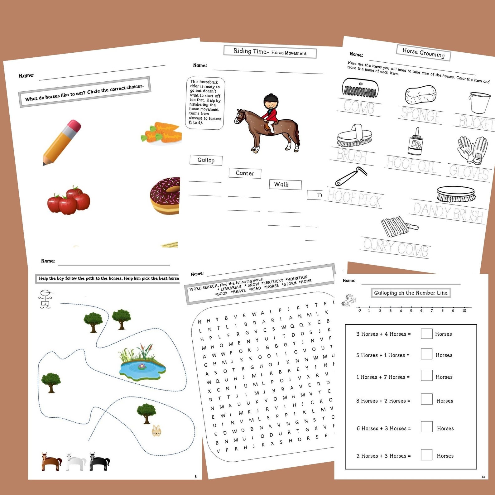 Printable Horses and Ponies Unit Study Worksheets and | Etsy