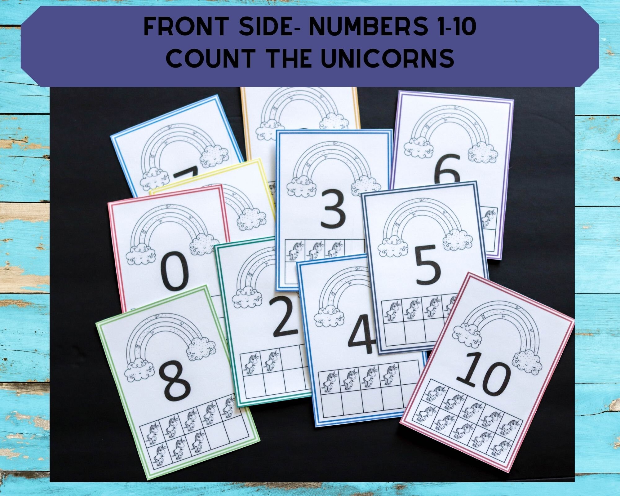 Printable Numbers Flash Cards, Unicorn Numbers Flashcards, Pre-k Flash ...