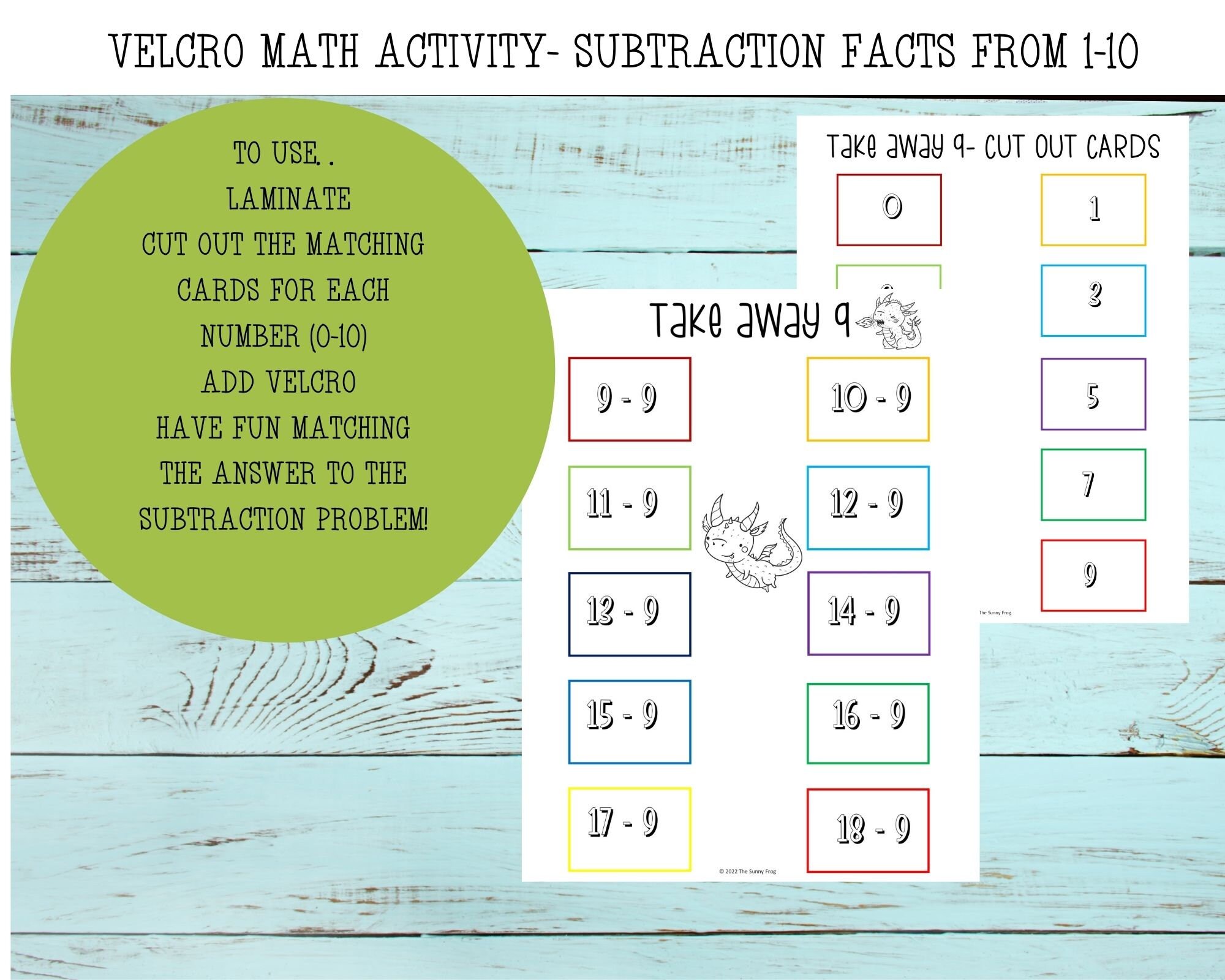 Printable Subtraction Memory Activity, Dragon Theme Subtraction ...