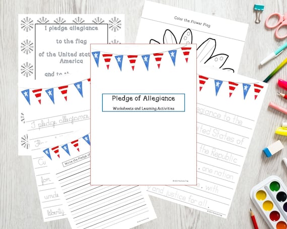 Printable Pledge of Allegiance Activities Homeschool - Etsy