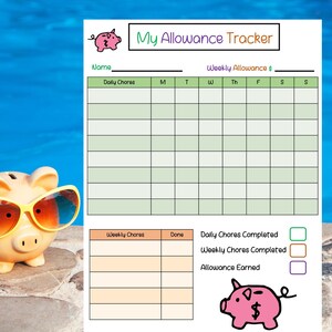 Printable Allowance and Savings Tracker for Kids, Spending and Savings ...