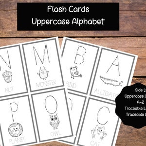 Printable Alphabet Flash Cards, Uppercase Alphabet, Traceable ...