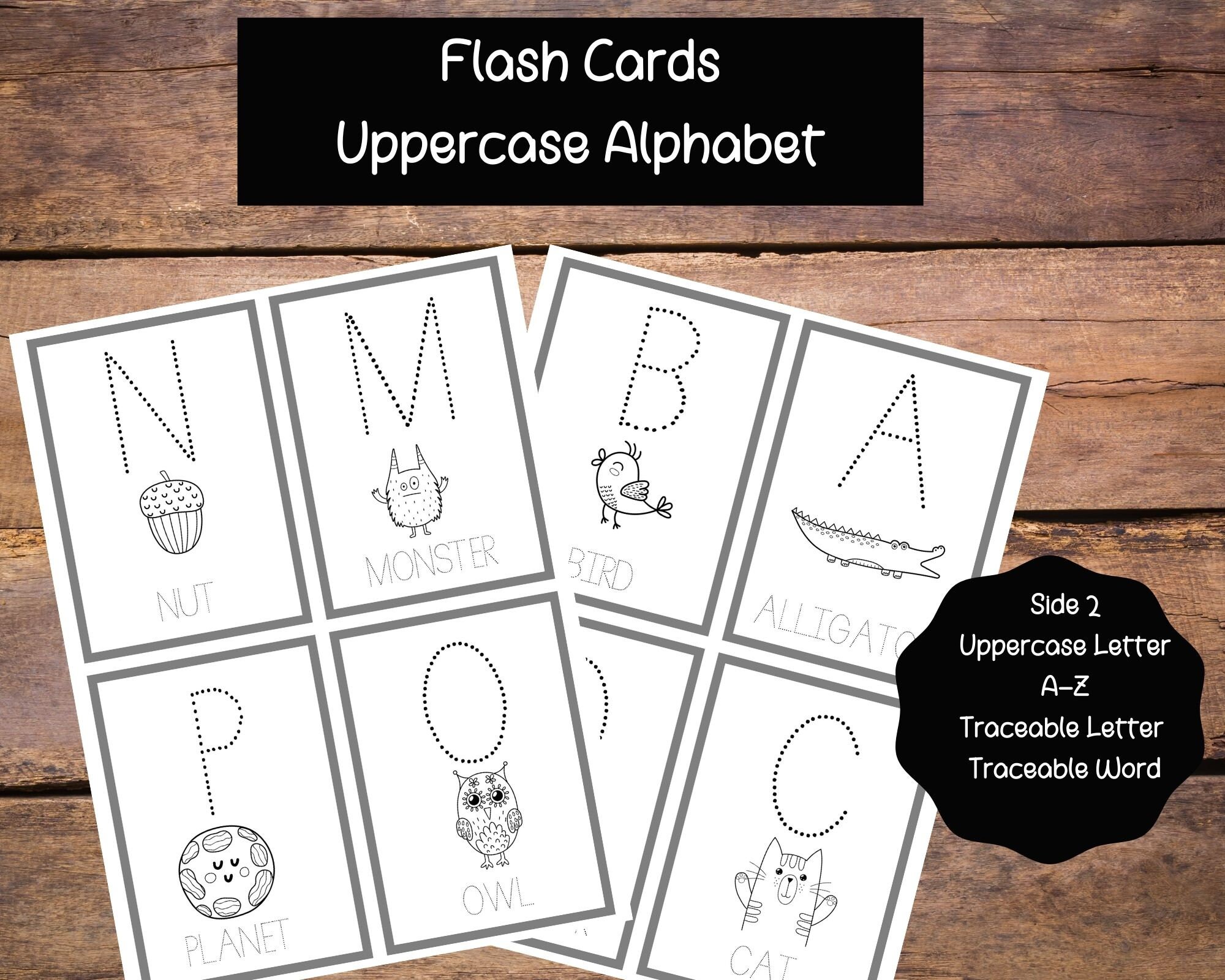 Printable Alphabet Flash Cards, Uppercase Alphabet, Traceable ...