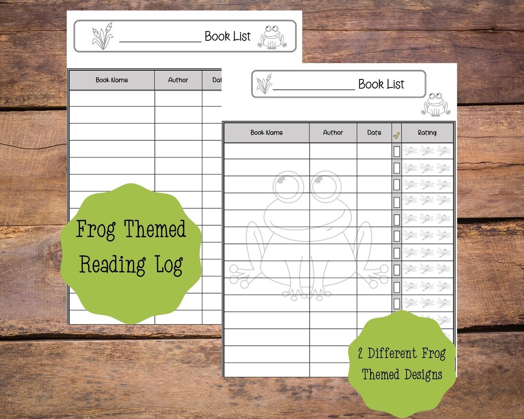 Printable Book Log Frog Theme, Summer Reading Tracker, Book List, Track ...