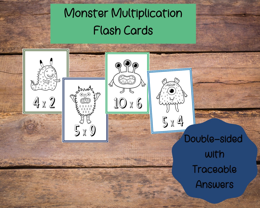 Printable Monster Multiplication Flash Cards, Student Memorization ...