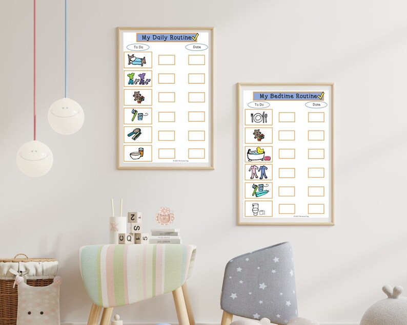 Printable Kids Daily-bedtime Routine Chart Velcro Activity | Etsy