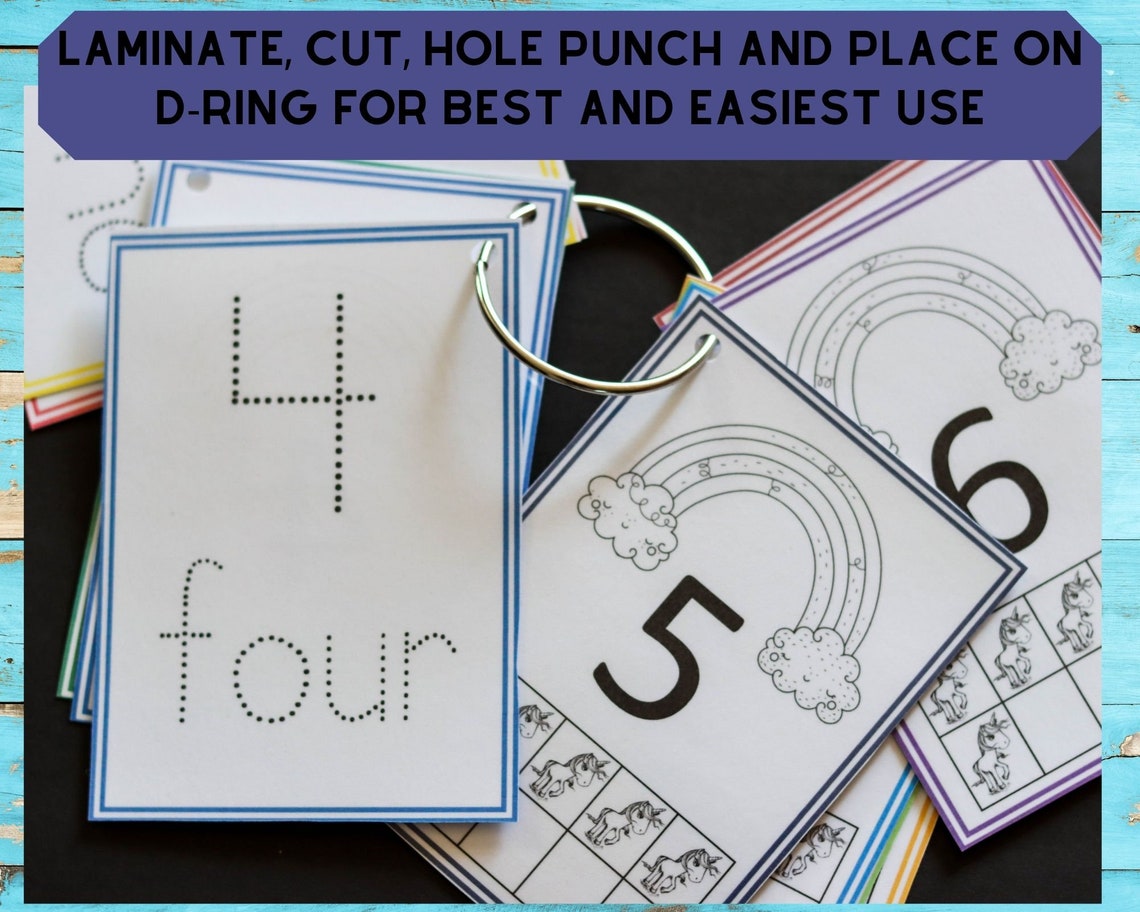 Printable Numbers Flash Cards, Unicorn Numbers Flashcards, Pre-k Flash ...