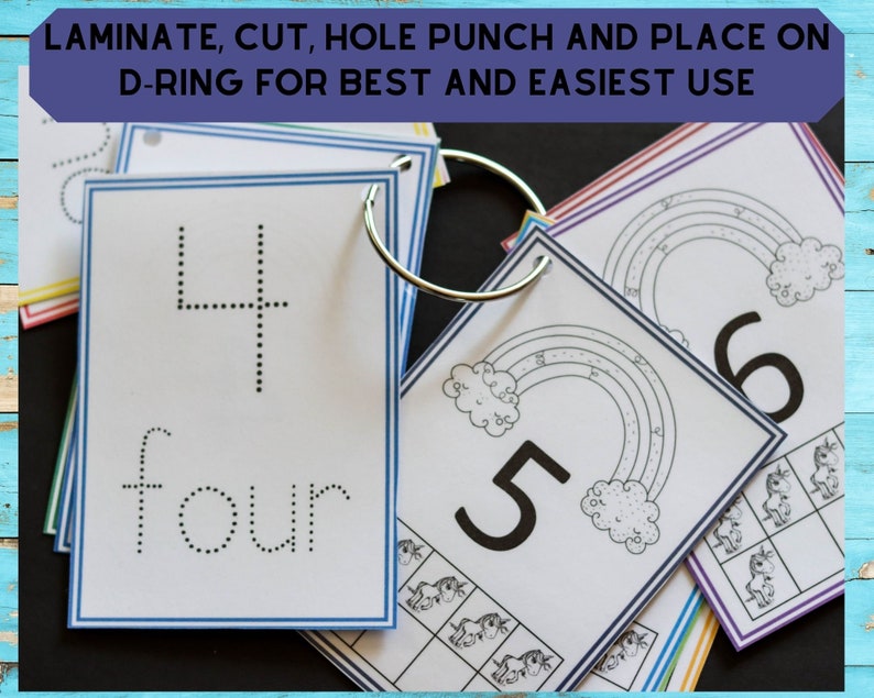 Printable Numbers Flash Cards, Unicorn Numbers Flashcards, Pre-k Flash ...
