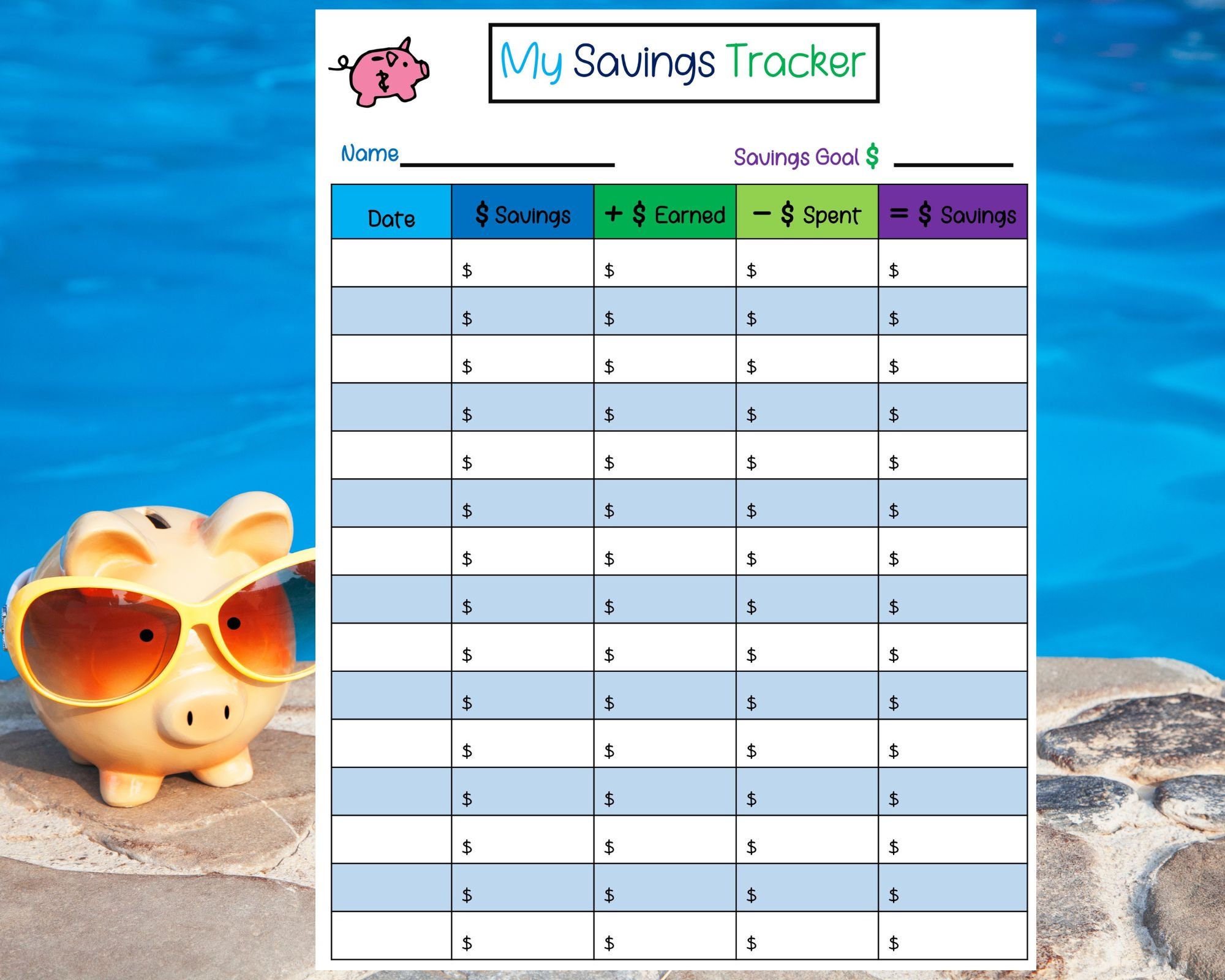 Printable Allowance and Savings Tracker for Kids, Spending and Savings ...