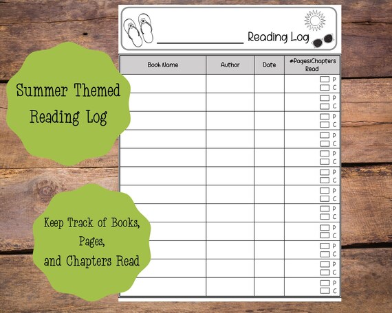 Printable Summer Reading Log Summer Beach Theme Reading Log - Etsy