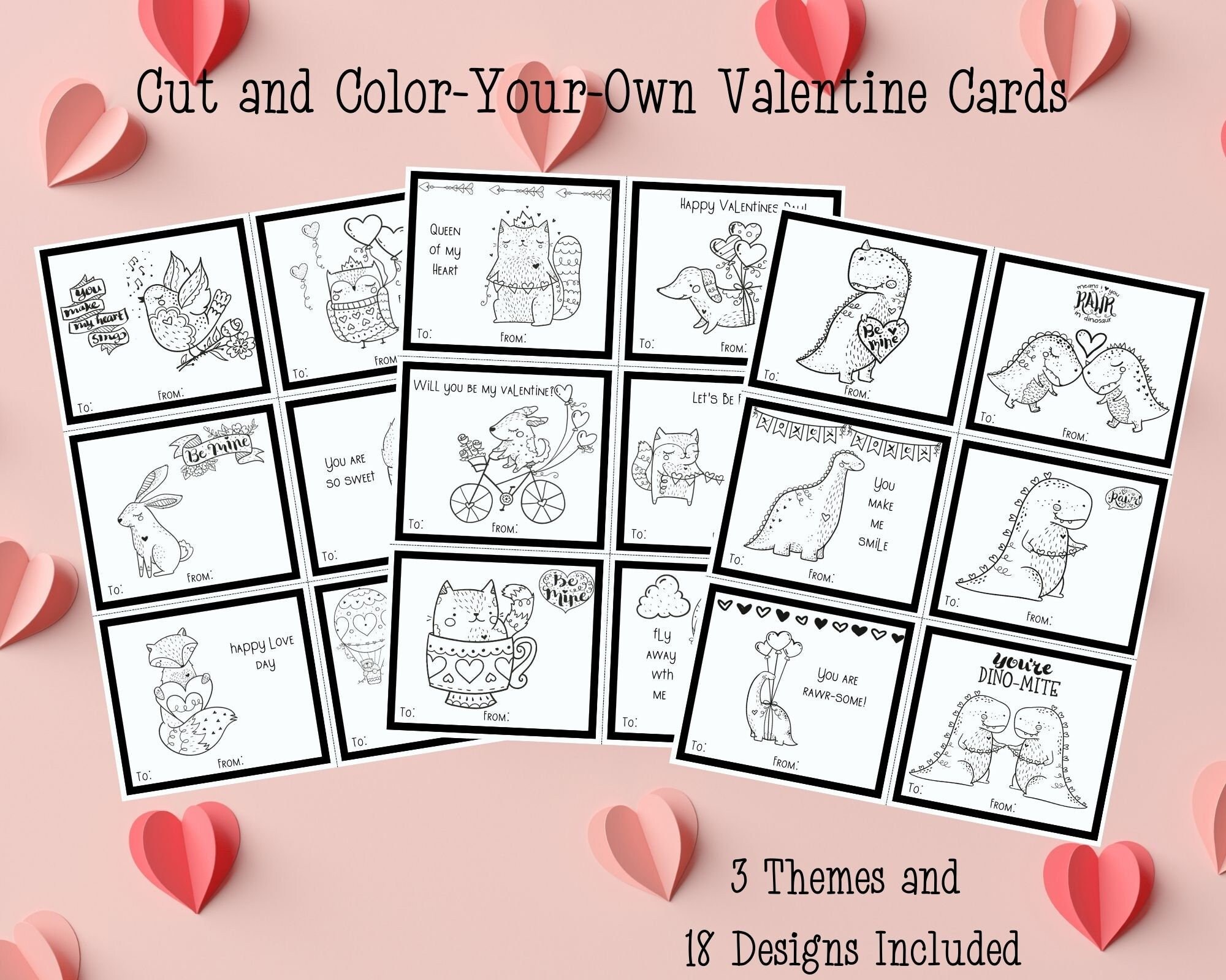 Cut and Color-your-own Valentines Cards, Kids Create Your Own Valentine ...