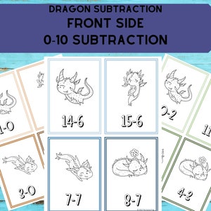 Printable Subtraction Flash Cards (0-10),dragon Subtraction Flashcards ...