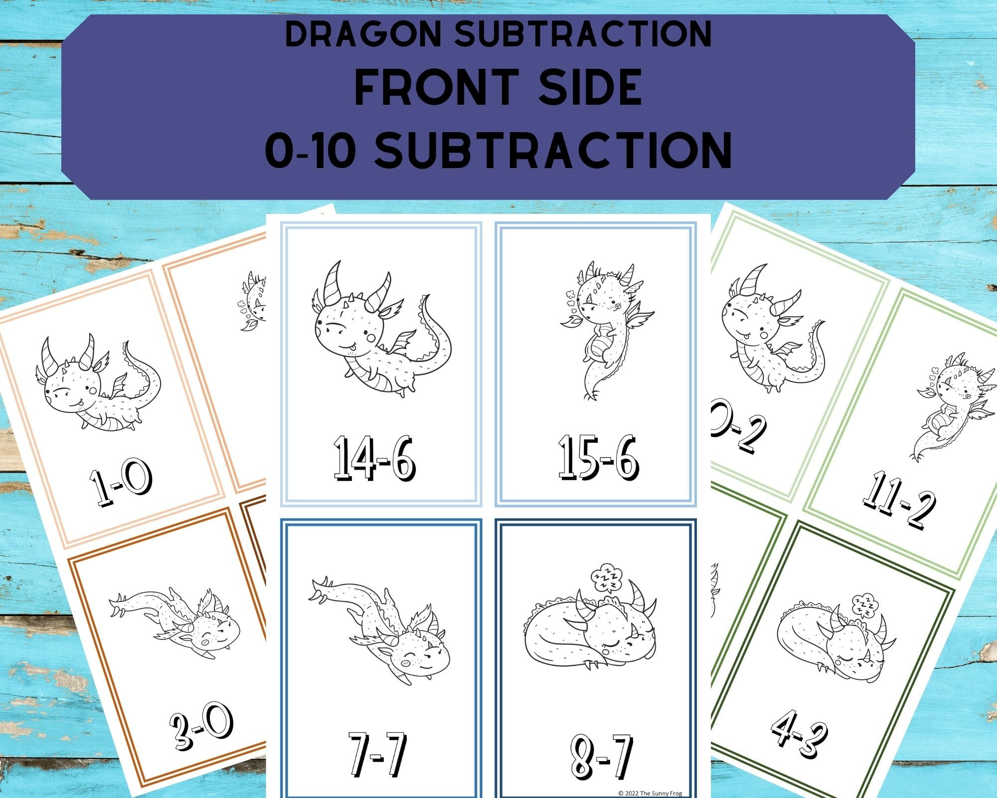 Printable Subtraction Flash Cards 0-10,dragon Subtraction Flashcards ...