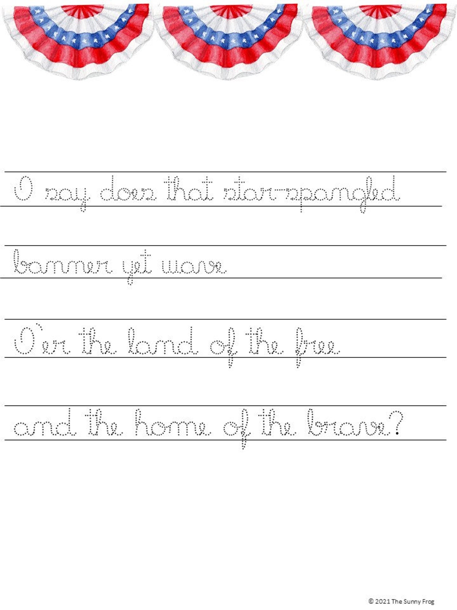 Printable National Anthem Worksheets and Activities, Star Spangled ...