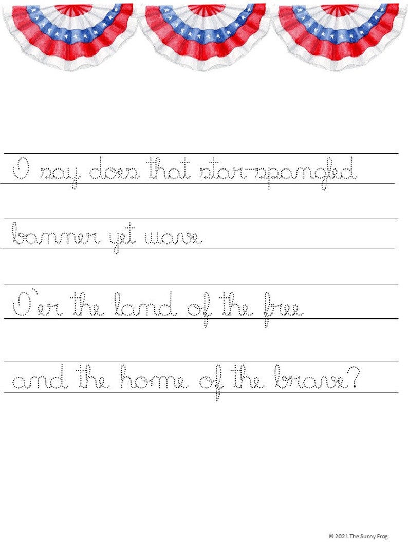 Printable National Anthem Worksheets and Activities, Star Spangled ...