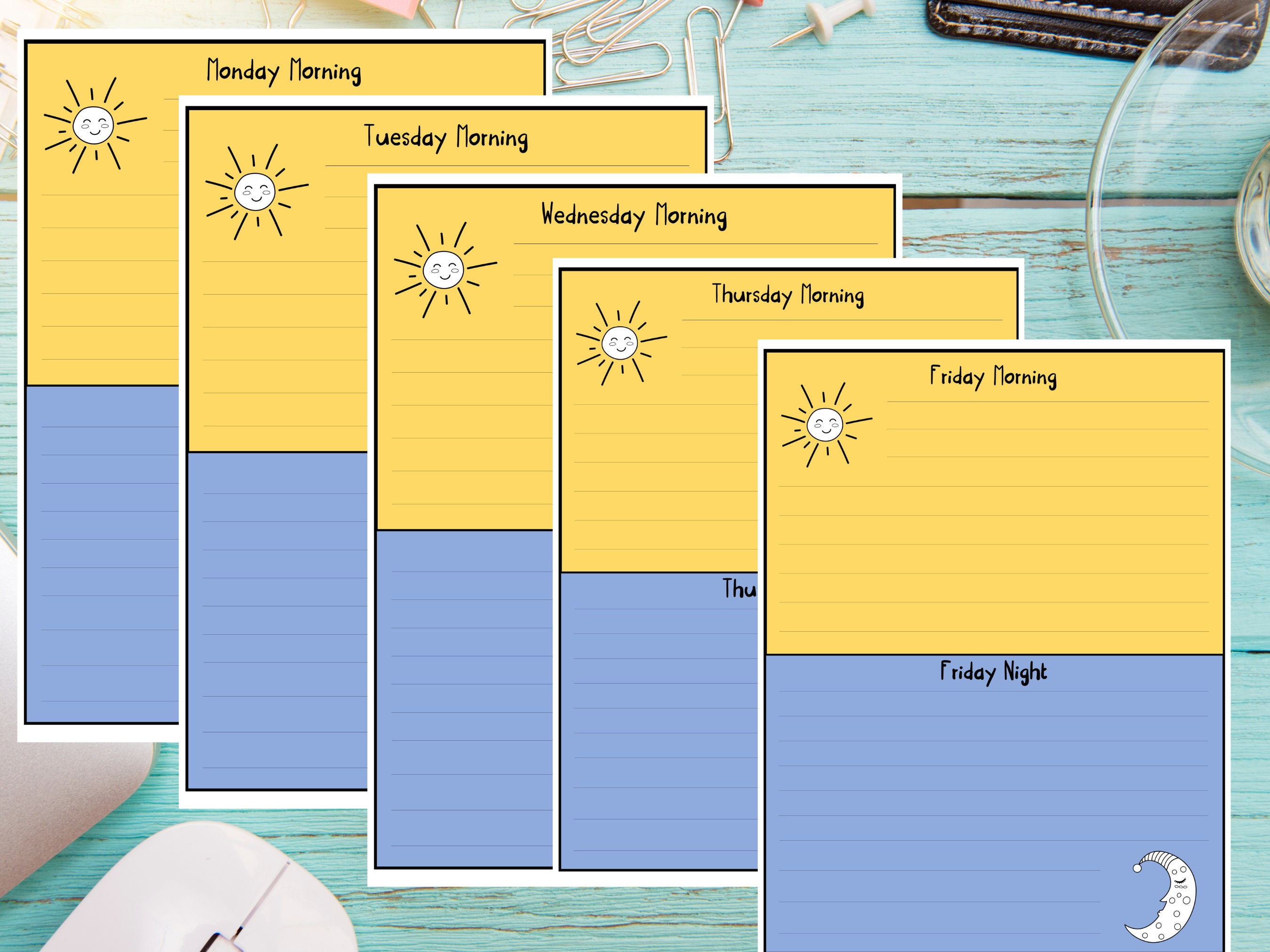 Printable Days of the Week Lined Paper, Stationary for Kids, Daily ...