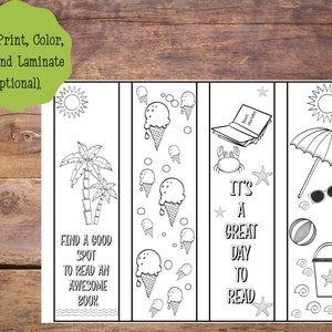 Printable Color Your Own Bookmarks, Summer Theme Bookmarks, Bookmarks ...