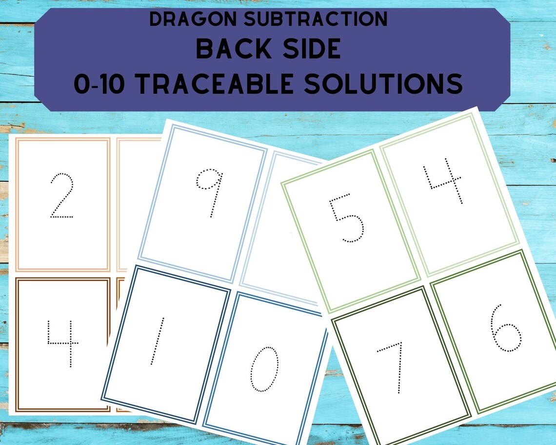 Printable Subtraction Flash Cards 0-10,dragon Subtraction Flashcards ...