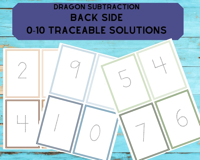 Printable Subtraction Flash Cards 0-10,dragon Subtraction Flashcards ...