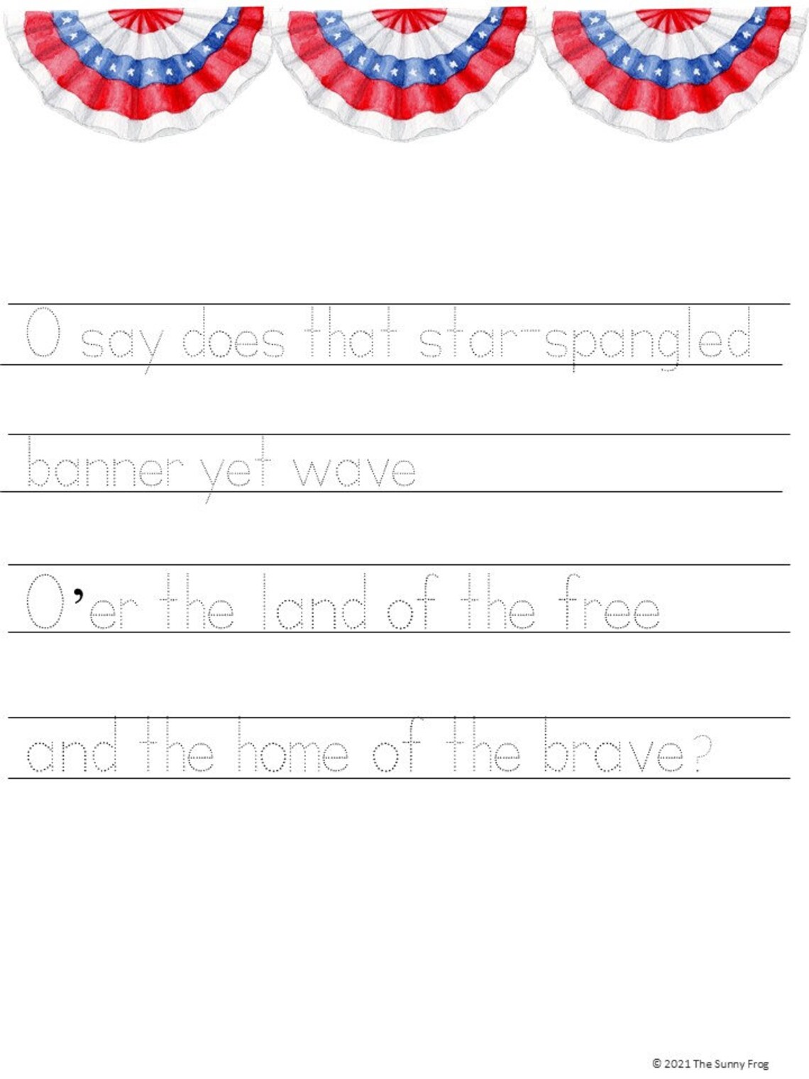 Printable National Anthem Worksheets and Activities, Star Spangled ...