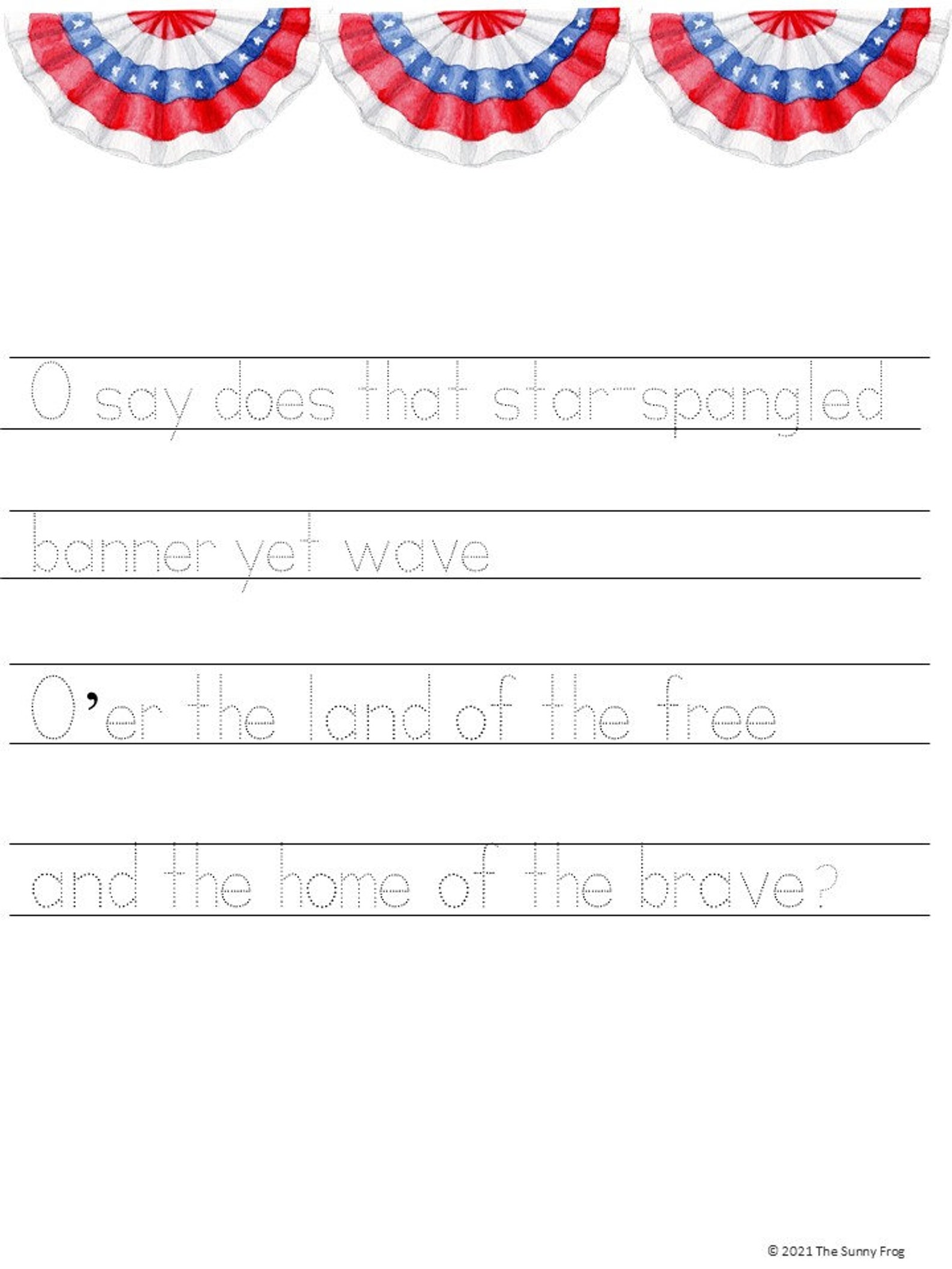 Printable National Anthem Worksheets and Activities, Star Spangled ...