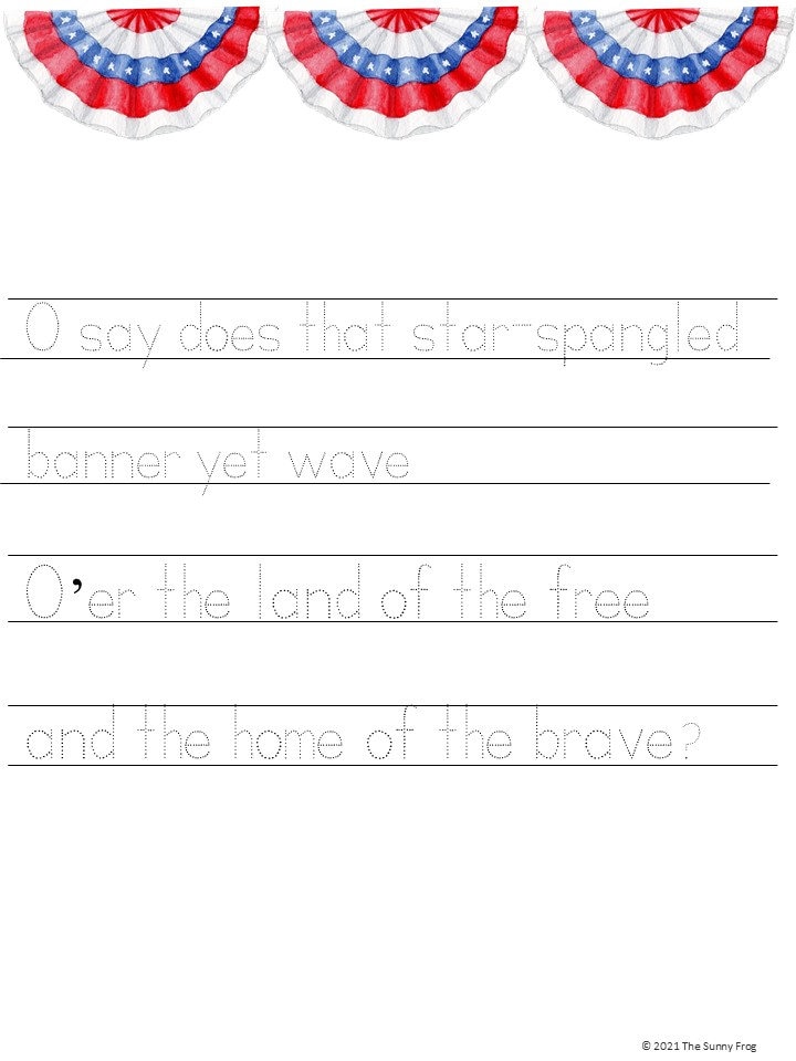 Printable National Anthem Worksheets and Activities, Star Spangled ...