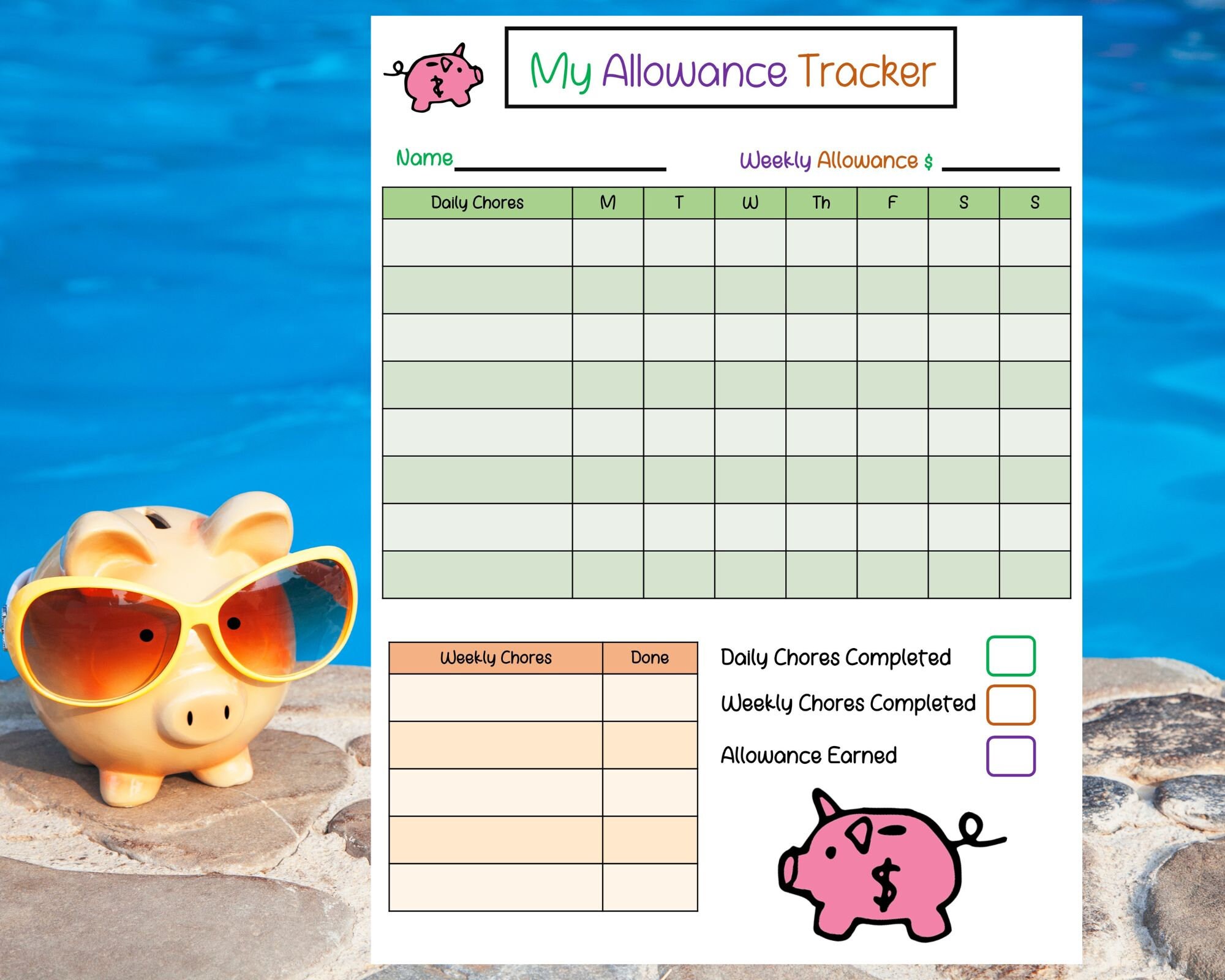 Printable Allowance Tracker for Kids, Earn My Allowance Tracking Sheet ...