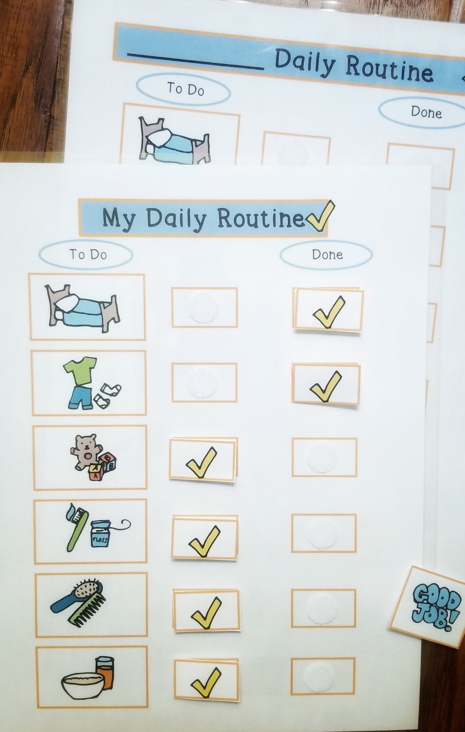 Printable Kids Daily Routine Chart Velcro Activity Kids Chart | Etsy